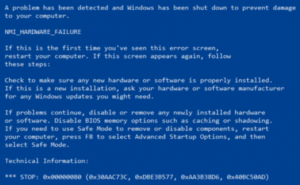 How to Repair NMI_hardware_failure BSOD with Error Code 0x00000080 ...